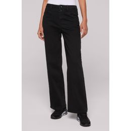 SOCCX Damen Regular-fit-Jeansschwarz, Gr. 30, Abriebeffekte, Material: 63% Baumwolle, 25% Polyester, 10% Viskose, 2% Elasthan, Zusatz: Enth&auml;lt