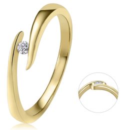 ONE ELEMENT Damen Diamantring "0,05 ct Diamant Brillant Spannfassung Ring aus 585 Gelbgold", 57, 0,05, Diamanten Gelbgold 585 Gold, gold, Diamanten,