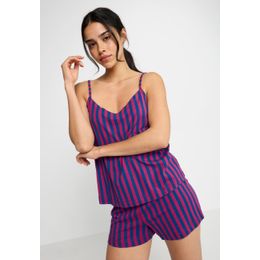 LSCN BY LASCANA Damen Shorty, Gr. 40beere, gestreift, Single Jersey, Obermaterial: 50% Baumwolle, 50% Viskose, gestreift, mehrfarbig, Homewear-Sets,