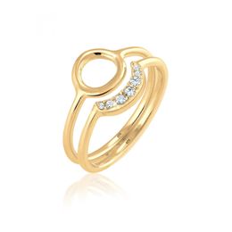Elli Damen Solit&auml;rring "Mond mit Kristallen von Swarovski925 Silber vergoldet", 52mm,mit Steinen, Silber 925 (Sterlingsilber), 1mm, gold, Silber 925