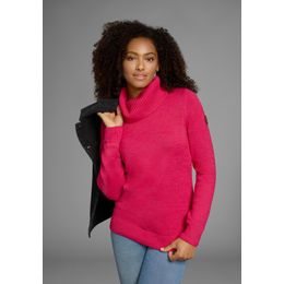 Kangaroos Damen Rollkragenpullover, pink, Gr. 48, meliert, unifarben, Strick, Obermaterial: 60% Baumwolle, 40% Polyacryl, Pullover, mit Schalkragen,