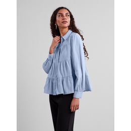 Y.A.S Damen Langarmbluse "YASPALA LS SHIRT S. NOOS", blau, Gr. XL, unifarben, Web, Obermaterial: 87% Viskose, 13% Nylon, Blusen