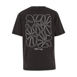 MISS TEE Damen T-Shirt "Miss Tee One Line Flowers Ladies Vintage Everyday Tee", schwarz, Gr. M, bedruckt, 100% Baumwolle, Shirts