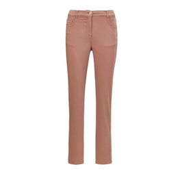 GOLDNER Damen 2-in-1-Hose "Kurzgr&ouml;&szlig;e Hose Carla in jeanstypischer Form und trendstarker Farbe", beige, Gr. 23, Obermaterial: 65% Baumwolle CO. 30%