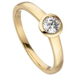 Jobo Damen Diamantring "Ring Goldring Solit&auml;r", 54, SI = kleine Einschl&uuml;sse, Diamanten Gelbgold 585gelbgold 585, Diamanten, Gelbgold 585,
