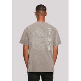 F4NT4STIC Damen T-Shirt "Drache Golden Gai", grau, Gr. L, Obermaterial: 100% Baumwolle, Shirts, Print