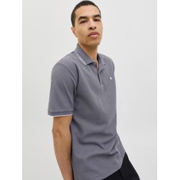 Jack & Jones JACK & JONES Herren Poloshirt "JJEAUSTIN POLO SS NOOS", grau, Gr. S, bestickt, unifarben, Jersey, Obermaterial: 58% Polyester, 40% Baumwolle, 2%