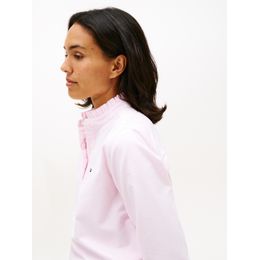 Tommy Hilfiger Damen Langarmbluse "OXFORD RUFFLE NECK SHIRT"classic ithaca stp mid pink, Gr. 40, gestreift, Web, Obermaterial: 100% Baumwolle,
