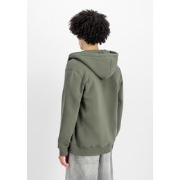 Herren Kapuzensweatjacke "BASIC ZIP HOODY"schwarz olive, Gr. M, Alpha Industries, bedruckt, angeraute Sweatware, Obermaterial: 80% Baumwolle, 20%