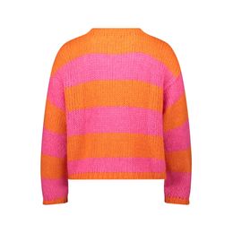 Strickpullover Cartoon "Damen mit Rundhalsausschnitt", Damen, Gr. 34, orange, pink, Obermaterial: 57% Polyacryl, 29% Polyamid, 7% Wolle, 7% Viskose, oversize normal, Rundhals, Pullover Strickpullover