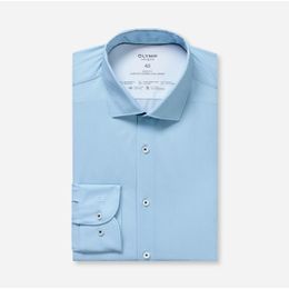 OLYMP Herren Langarmhemd "Level Five 24/Seven", blau, Gr. 45, Jersey, Obermaterial: 86% Polyamid, 14% Elasthan, Hemden, Businesshemd, body fit,