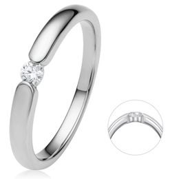ONE ELEMENT Damen Diamantring "0.08 ct Diamant Brillant Spannfassung Ring aus 585 Wei&szlig;gold", 54, 0,08, Diamanten Gold Wei&szlig;gold 585, silber,