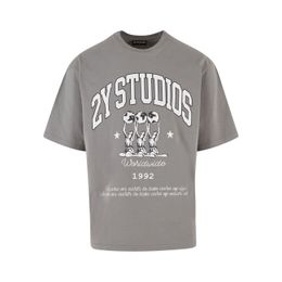 2Y STUDIOS Damen T-Shirt "2Y Studios Herren 2Y Globus Oversize Tee"washed grau, Gr. M, bedruckt, 100% Baumwolle, Shirts