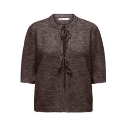 Only Damen Strickjacke "ONLSIMONI 2/4 BOW CARDIGAN KNT NOOS"coffee bean detail:melange, Gr. S, meliert, unifarben, Strick, Obermaterial: 74%