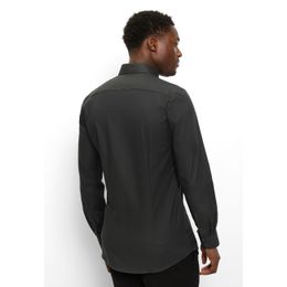 OLYMP Herren Langarmhemd "Level 5", grau, Gr. 45, Web, Obermaterial: 97% Baumwolle, 3% Elastolefin, Hemden, Businesshemd, body fit, Royal-Kentkragen,