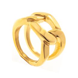 Jobo Damen Fingerring "Ring Damenring breit Statement", 54, Edelstahlgoldfarben, Edelstahl, Fingerringe, Edelstahl goldfarben beschichtet