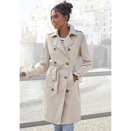 Lascana Damen Trenchcoatbeige, Gr. 38, unifarben, Web, Obermaterial: 85% Polyester, 15% Baumwolle. Futter: 100% Polyester, M&auml;ntel, mit Passe,