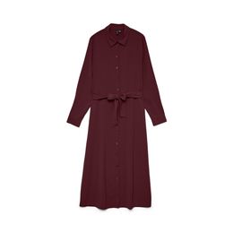 V&eacute;ro Moda VERO MODA Damen Midikleid "VMESME LS CALF SHIRT DRESS WVN GA", rot, Gr. XS, unifarben, Web, Obermaterial: 100% Polyester, Kleider, Sommerkleid