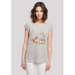 F4NT4STIC Damen T-Shirt "Ente Ostereier Blumen K&uuml;ken", grau, Gr. XL, Obermaterial: 100% Baumwolle, Shirts, Premium Qualit&auml;t