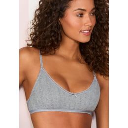 Vivance Damen Bralette, Gr. 36grau meliert, Strick, Obermaterial: 100% Baumwolle, unifarben, BHs, aus feiner Pointelle-Ware mit Spitze, reine