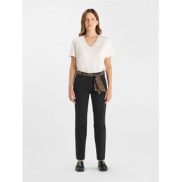 Damen Chinohose "KRISTIN"schwarz, Gr. 33, Le Temps Des Cerises, unifarben, 98% Baumwolle, 2% Elasthan, Hosen, mit integriertem G&uuml;rtel