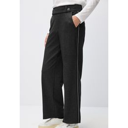 Street One Damen Stoffhose, schwarz, Gr. 38, unifarben, Stoff, 48% Viskose, 29% Nylon, 15% Polyester, 8% Elasthan, Hosen, mit Tape