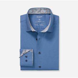 OLYMP Herren Langarmhemd "Luxor 24/Seven"n&uuml;rnbergerblau, Gr. 39, Web, Obermaterial: 92% Baumwolle, 8% Elasthan, Hemden, New Kentkragen, modern fit,