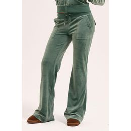 Juicy Couture Damen Sweathose "LAYLA LOW RISE POCKETED FLARE PANT. Damen"duck gr&uuml;n, Gr. M, Samt, 95% Polyester, 5% Elasthan, Hosen, Trainingshose