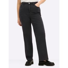 sheego Damen 5-Pocket-Jeans, grau, Gr. 50, unifarben, 56% Baumwolle, 19% Polyester, 14% Lyocell, 10% Viskose, 1% Elasthan, Einsatz:85% Polyester, 15%
