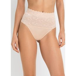 bonprix Damen String, Gr. 48, beige, Obermaterial: 80% Polyamid, 20% Elasthan. Netzfutter: 84% Polyamid, 16% Elasthan. Spitze: 92% Polyamid, 8%