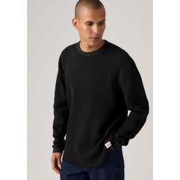 Levi's LEVI'S Herren Langarmshirt, schwarz, Gr. L, unifarben, Feinripp, Obermaterial: 100% Baumwolle, Shirts, Waffelstruktur