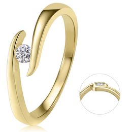 ONE ELEMENT Damen Diamantring "0,10 ct Diamant Brillant Spannfassung Ring aus 585 Gelbgold", 58, 0,1, Diamanten Gelbgold 585 Goldgold, Diamanten,