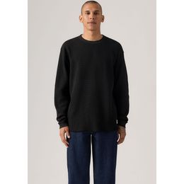 Levi's LEVI'S Herren Langarmshirt, schwarz, Gr. M, unifarben, Feinripp, Obermaterial: 100% Baumwolle, Shirts, Waffelstruktur