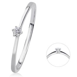 ONE ELEMENT Damen Diamantring "0,05 ct Diamant Brillant Ring aus 585 Wei&szlig;gold", 52, 0,05 mit Diamant, Diamanten Gold Wei&szlig;gold 585, silber, Diamanten,