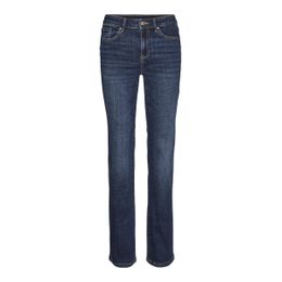 V&eacute;ro Moda VERO MODA Damen Straight-Jeans "VMFLASH MR STRAIGHT JEANS LI3300 GA NOOS", blau, Gr. XXL, unifarben, Denim/Jeans, Obermaterial: 89% Baumwolle, 9%