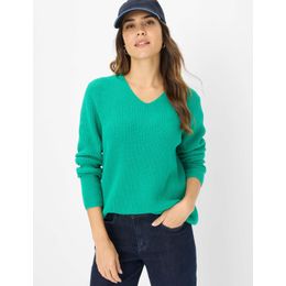 Brax Damen Strickpullover "Style LANA"gr&uuml;n, Gr. 40, Strick, 63% Baumwolle, 30% Polyamid, 5% Wolle, 2% Elasthan, Pullover