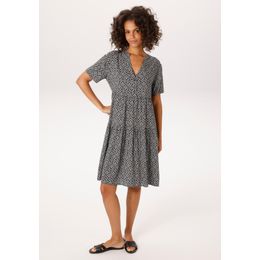 Aniston CASUAL Damen Sommerkleidschwarz, wei&szlig;, Gr. 42, bedruckt, gemustert, Web, Obermaterial: 100% Viskose, Kleider, mit fantasievollem, grafischen