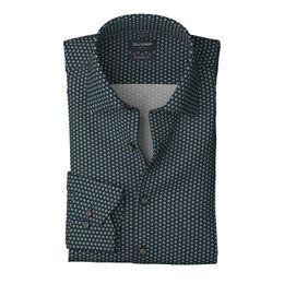 OLYMP Herren Langarmhemd "Luxor", blau, Gr. 45, Web, Obermaterial: 100% Baumwolle, Hemden, graphisches Muster, modern fit, Businesshemd,