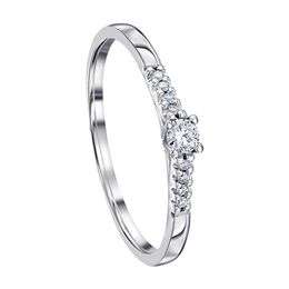 ONE ELEMENT Damen Diamantring "0.1 ct Diamant Brillant Memoire mit Center Ring aus 585 Wei&szlig;gold", 58, 0,1, Diamanten Gold Wei&szlig;gold 585silber,