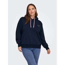 Only CARMAKOMA Damen Kapuzensweatshirt "CARNOLI L/S HEART HOOD SWT NOOS", blau, Gr. S, unifarben, Sweatware, Obermaterial: 60% Baumwolle, 40%