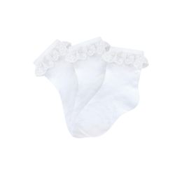 H.I.S. H.I.S M&auml;dchen Socken "Babysocken Ajour", Gr. 15, wei&szlig;, Baumwollmischung, Socken, mit feinem Ajour Strickmuster und kleiner R&uuml;sche
