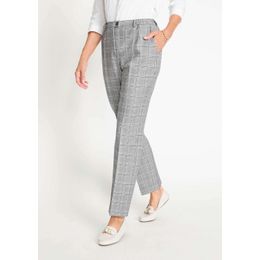 GOLDNER Damen 2-in-1-Hose "Karohose Anna", beige, Gr. 54, Obermaterial: 46% Baumwolle CO. 32% Polyester PES. 17% Viskose CV. 5% Elasthan EL., Hosen,