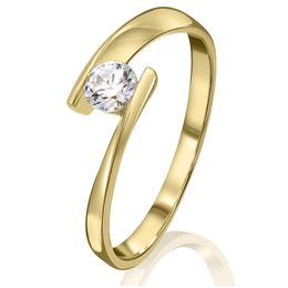 ONE ELEMENT Damen Goldring "Zirkonia Ring aus 333 Gelbgold", 59,mit Zirkonia, Gelbgold 333 Gold, gold, Gelbgold 333, Gold, Fingerringe, Dezente