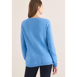 Cecil Damen Strickpullover, blau, Gr. XL, unifarben, Strick, Obermaterial: 37% Baumwolle, 34% Polyacryl, 26% Polyester, 3% Elasthan, Pullover, mit