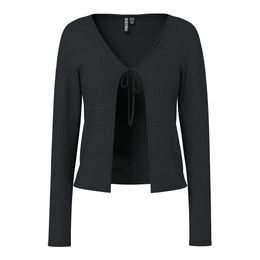 Pieces Damen Strickjacke "PCKITTE LS TIE CARDIGAN JRS NOOS BC"schwarz, Gr. XS, unifarben, Strick, Obermaterial: 95% Baumwolle, 5% Elasthan,