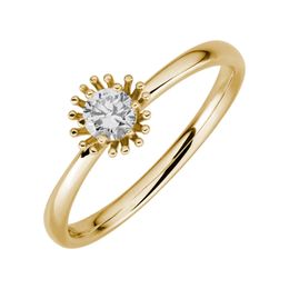 LYOMI Damen Fingerring "585/- Gelbgold 1 synth. Diam. 0,25ct.", 054 (17,2), 0,25 VS = sehr kleine Einschl&uuml;sse, Goldgelb, Gold, Fingerringe