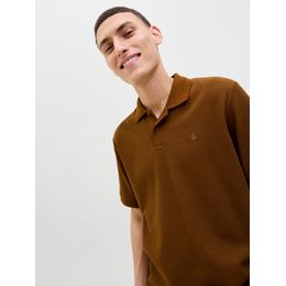 Jack & Jones JACK & JONES Herren Poloshirt "JJEAUSTIN POLO SS NOOS", braun, Gr. XS, bestickt, unifarben, Jersey, Obermaterial: 58% Polyester, 40% Baumwolle, 2%