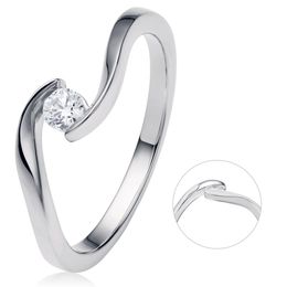 ONE ELEMENT Damen Diamantring "0,15 ct Diamant Brillant Spannfassung Ring aus 585 Wei&szlig;gold", 57, 0,15, Diamanten Gold Wei&szlig;gold 585, silber,