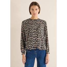 Langarmbluse Cecil, Damen, Gr. M (40), raw khaki, Stoff, 100% Viskose, gemustert, normal normal, Rundhals, B&uuml;ndchen, Blusen, mit grafischem Muster