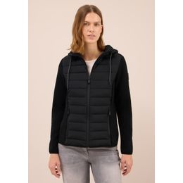 Steppjacke Cecil, Damen, Gr. XS (36), schwarz, Stoff, Obermaterial: 67% Polyester, 27% Viskose, 6% Elasthan; R&uuml;ckseite und &Auml;rmel: 100% Polyester; F&uuml;llung: 100% Polyester, unifarben, normal normal, ohne Ausschnitt, B&uuml;ndchen, Jacken Steppjacke, aus softem Materialmix